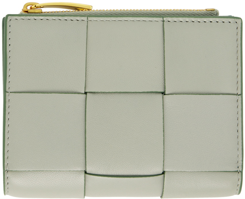 Bottega Veneta Green Small Cassette Bi-Fold Zip Wallet Bottega Veneta