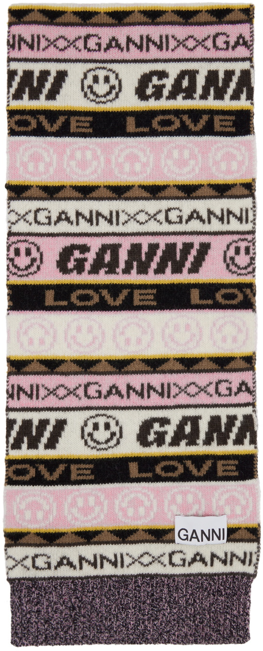 GANNI Multicolor Logo Scarf GANNI