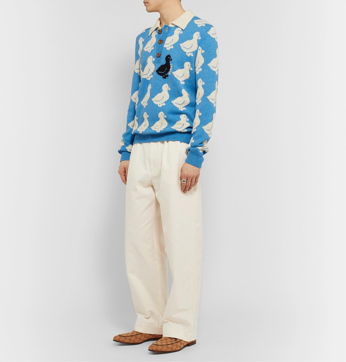 Gucci - Plaster Pleated Slub-Cotton Trousers - White Gucci