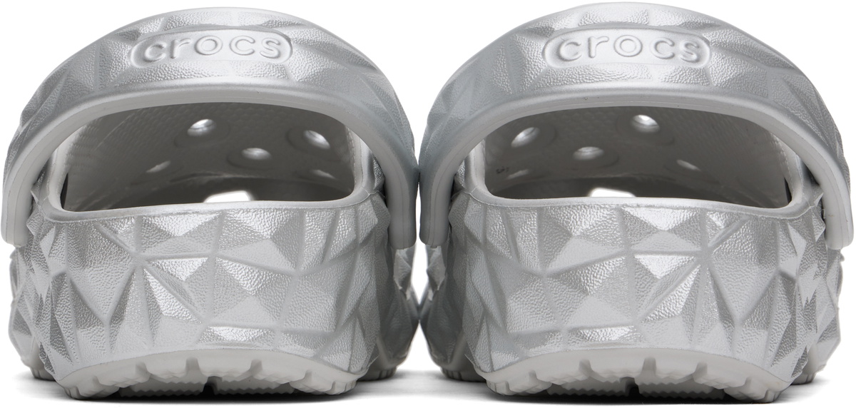 Crocs Silver Classic Metallic Geometric Clogs Crocs