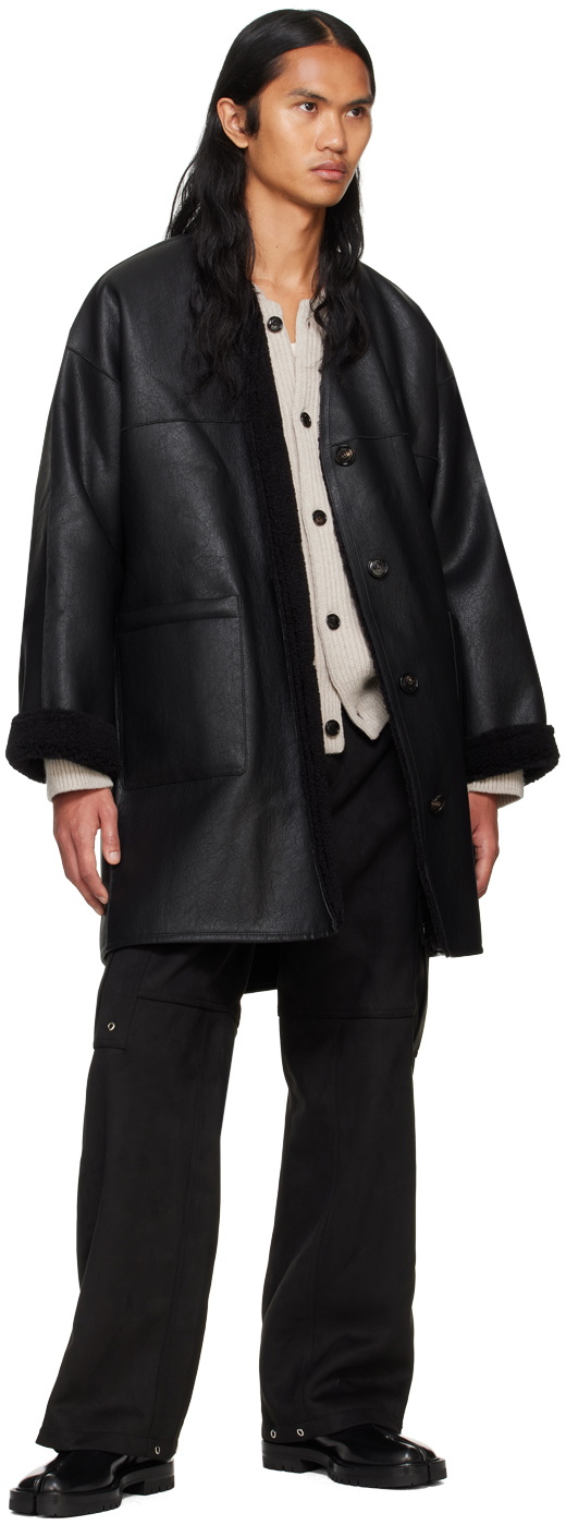 System Black Classic Muffler Faux-Shearling Coat System