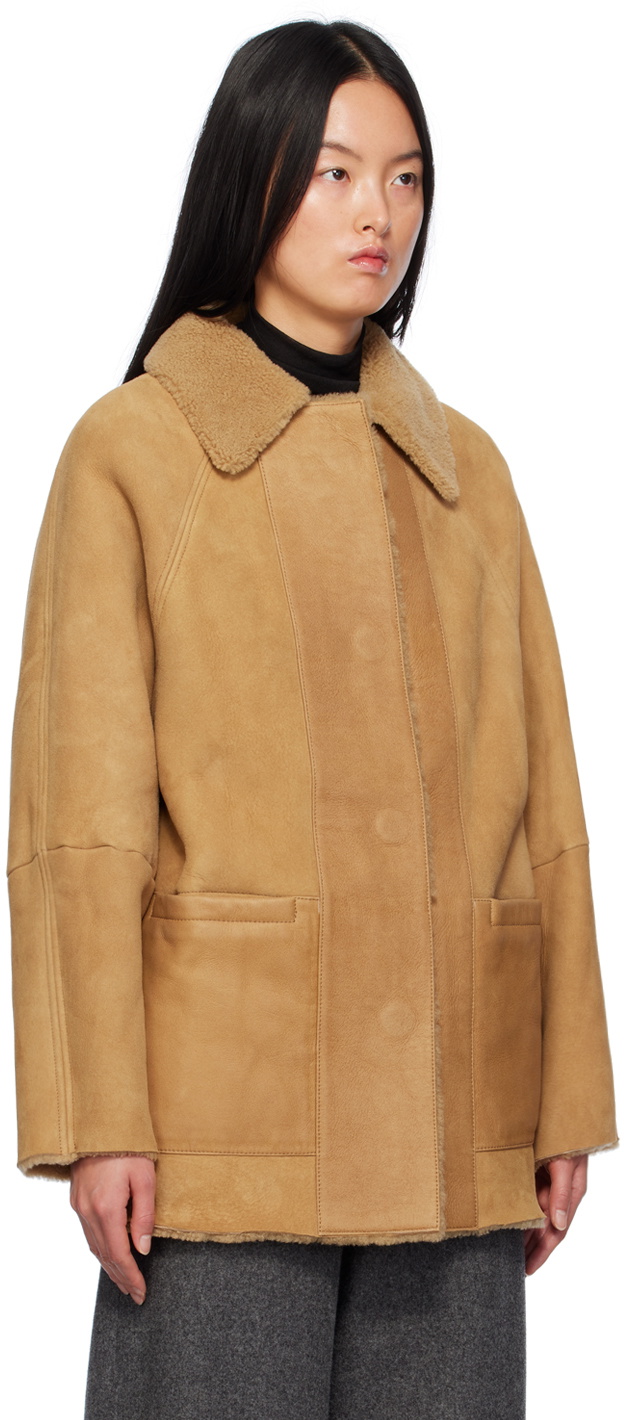 KASSL Editions Tan Reversible Shearling Jacket Kassl Editions