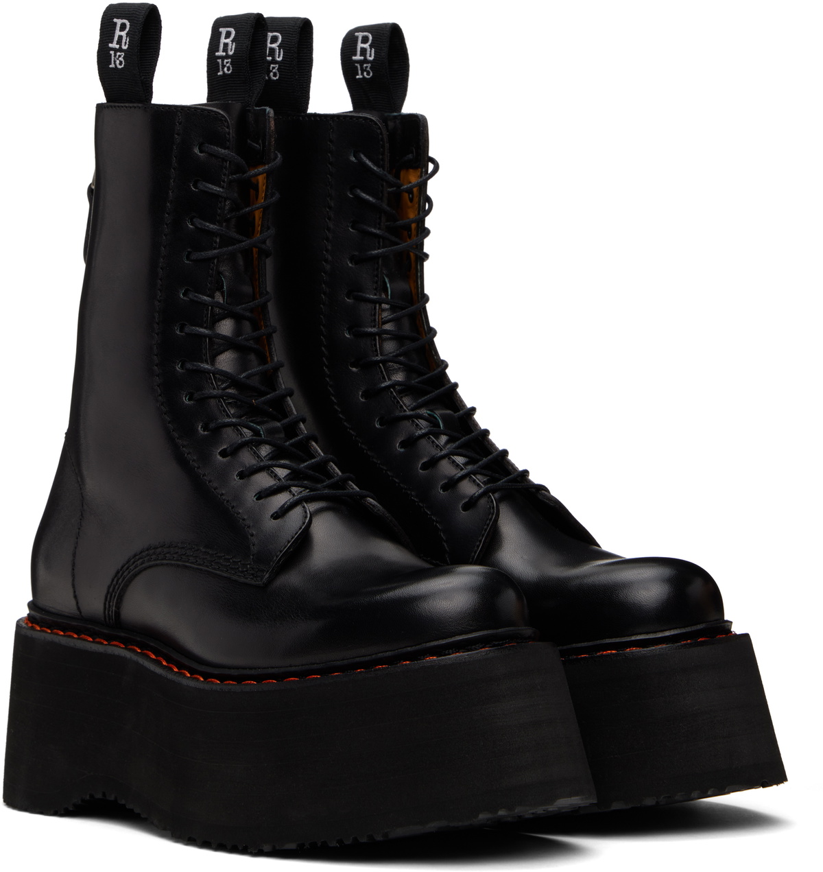 R13 Black Double Stack Boots R13