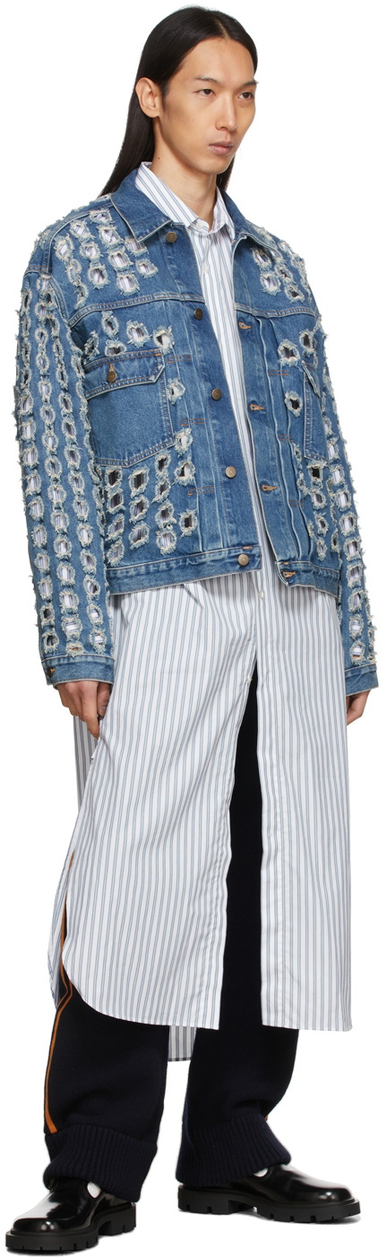 Maison Margiela Blue Perforated Denim Jacket Maison Margiela