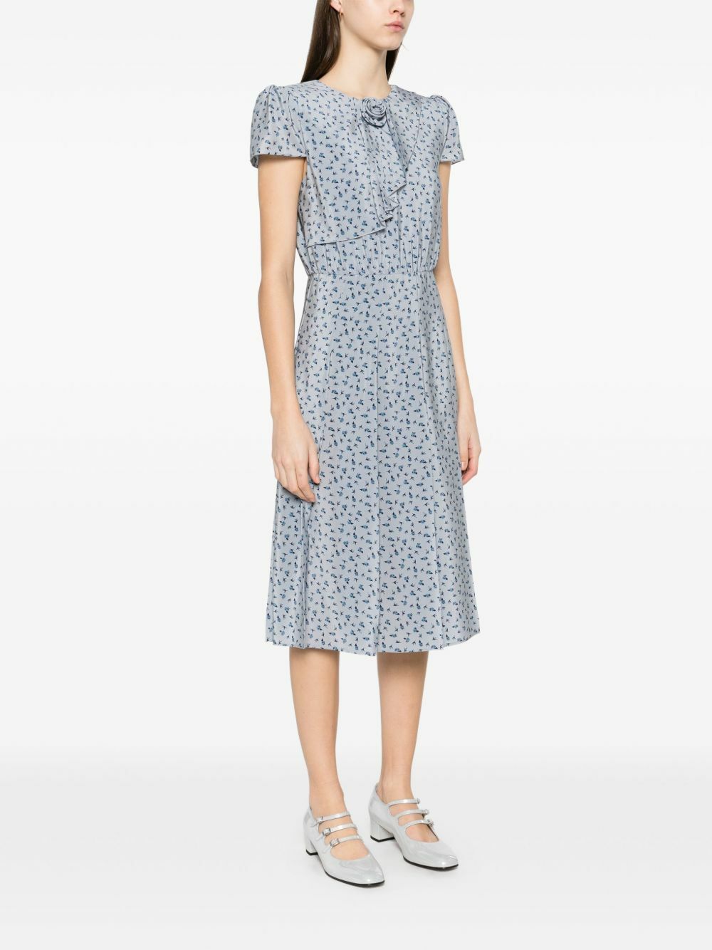 Alessandra Rich Blue Rose-Print Dress Alessandra Rich