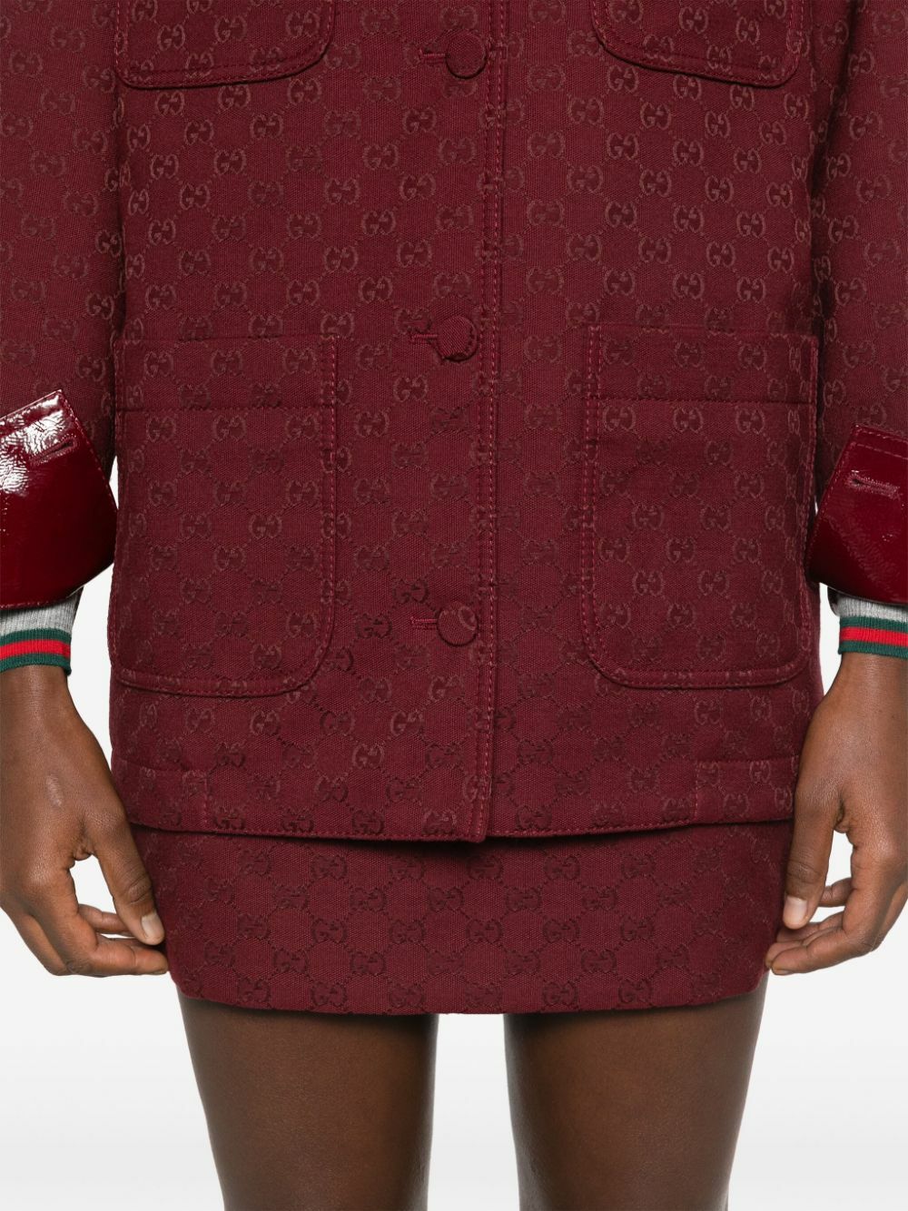 Gucci Red GG Jacquard Military Jacket Gucci
