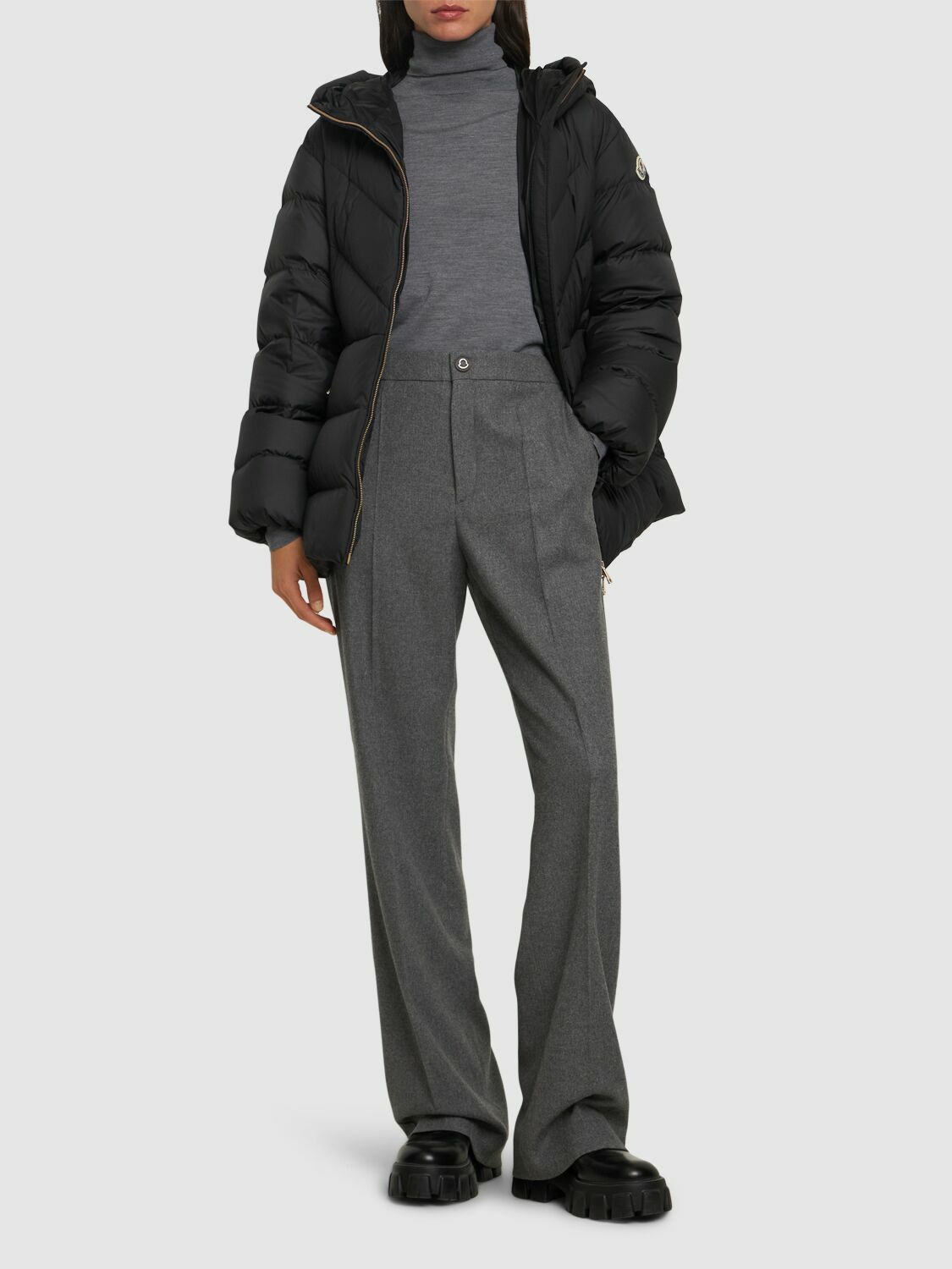MONCLER Wool Blend Flannel Pants Moncler