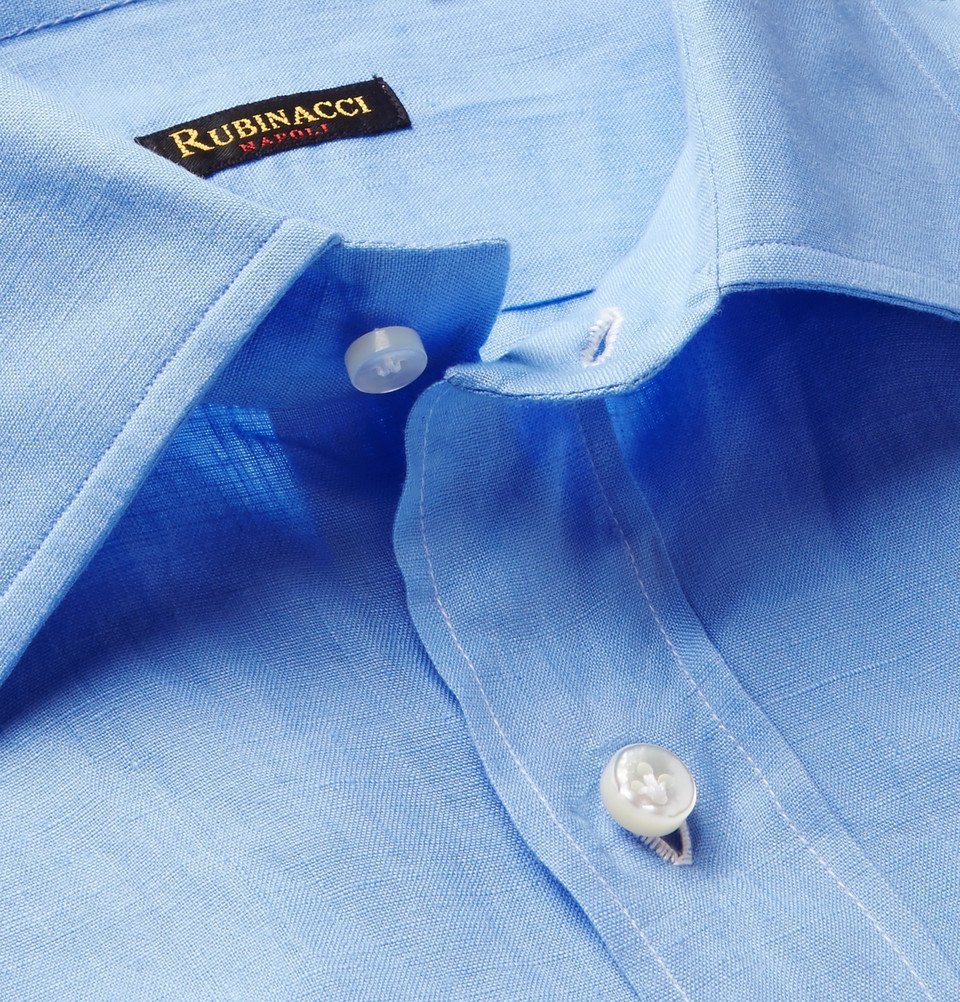 Rubinacci - Linen Shirt - Men - Blue Rubinacci