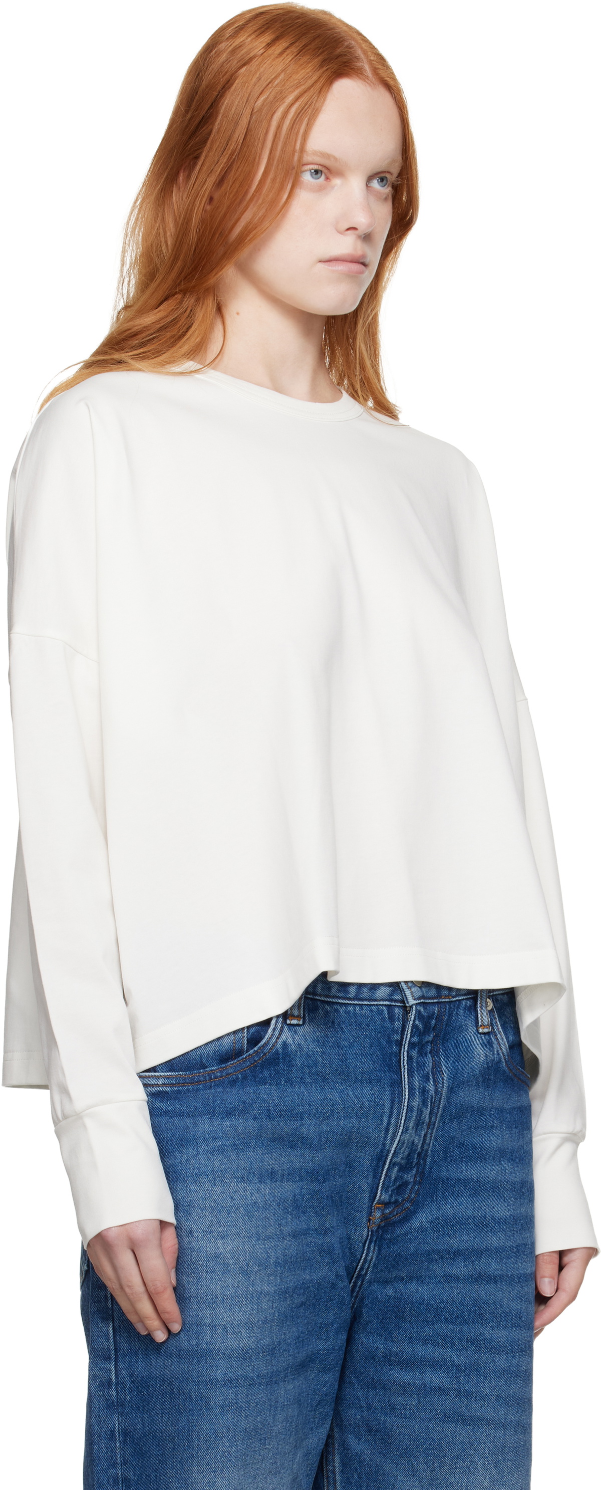 Studio Nicholson White Loop Long Sleeve T-shirt Studio Nicholson