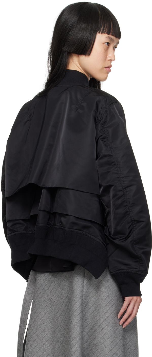 sacai Black Layered Bomber Jacket Sacai