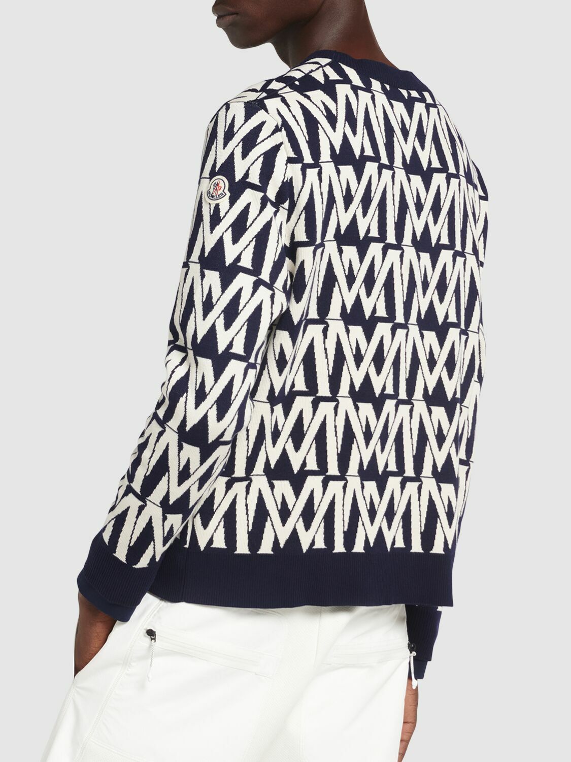 MONCLER - Logo Pattern Cotton Blend Sweater Moncler