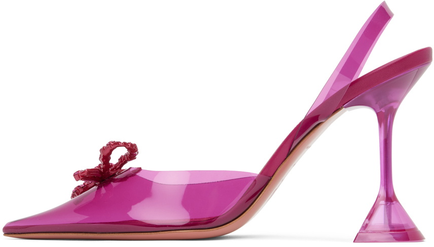 Amina Muaddi Pink Rosie Glass Sling Heels Amina Muaddi