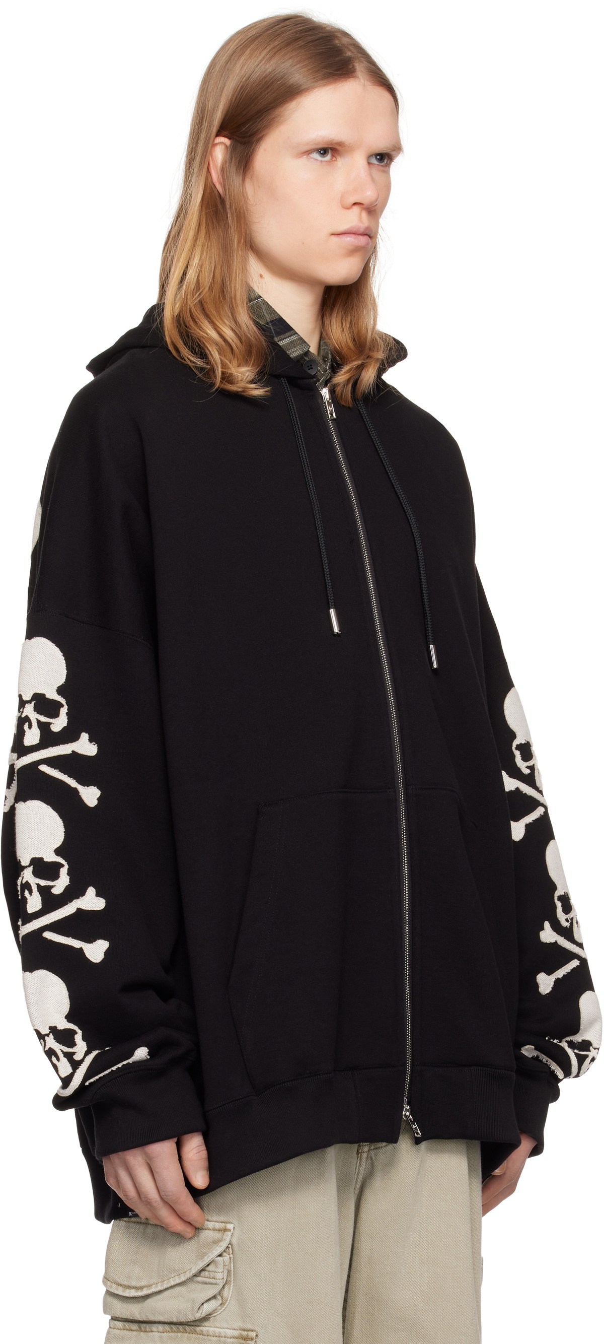MASTERMIND WORLD Black Oversized Patch Zip-Up Hoodie MASTERMIND WORLD