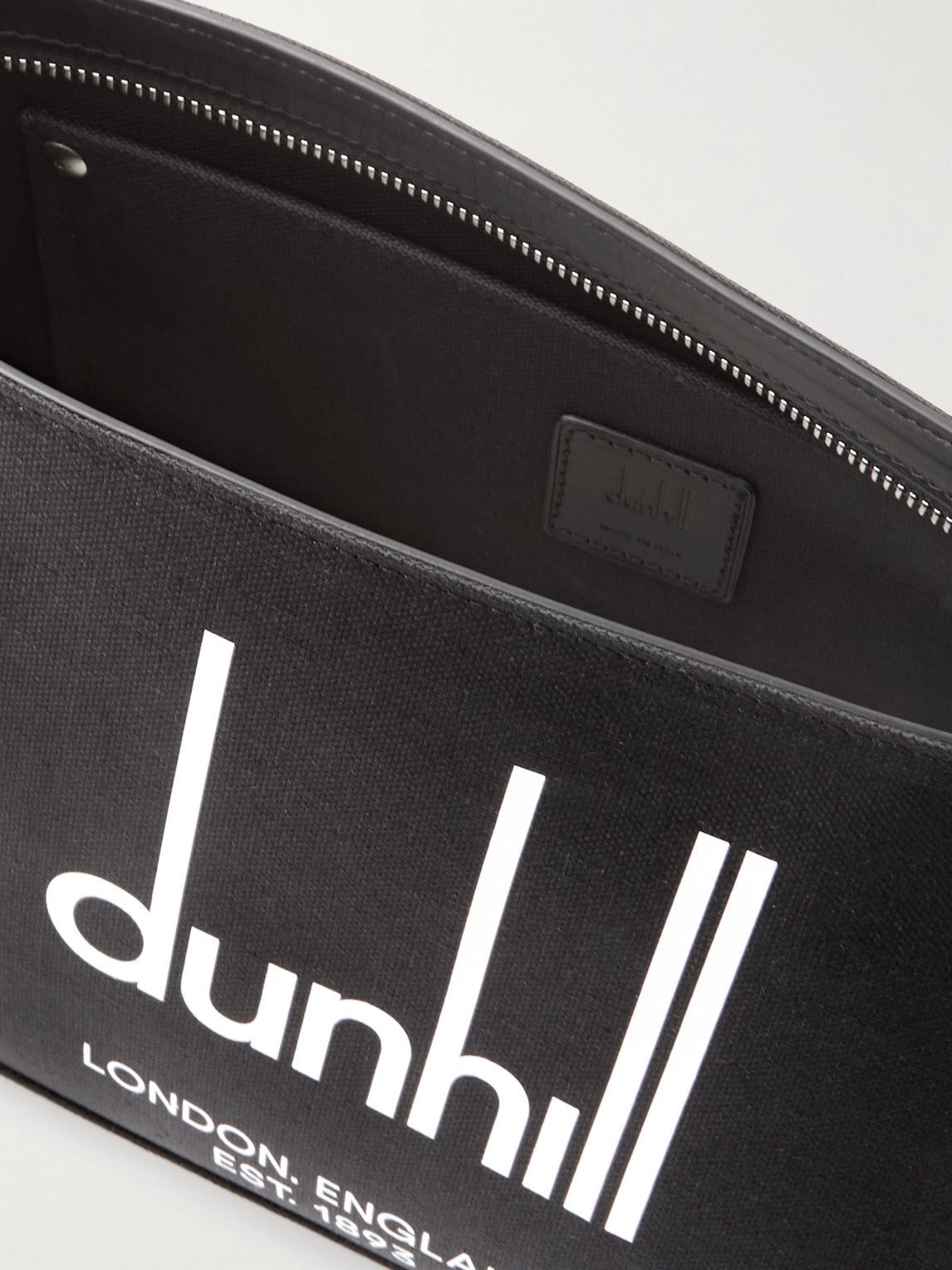 Dunhill - Legacy Logo-Print Leather-Trimmed Canvas Pouch Dunhill