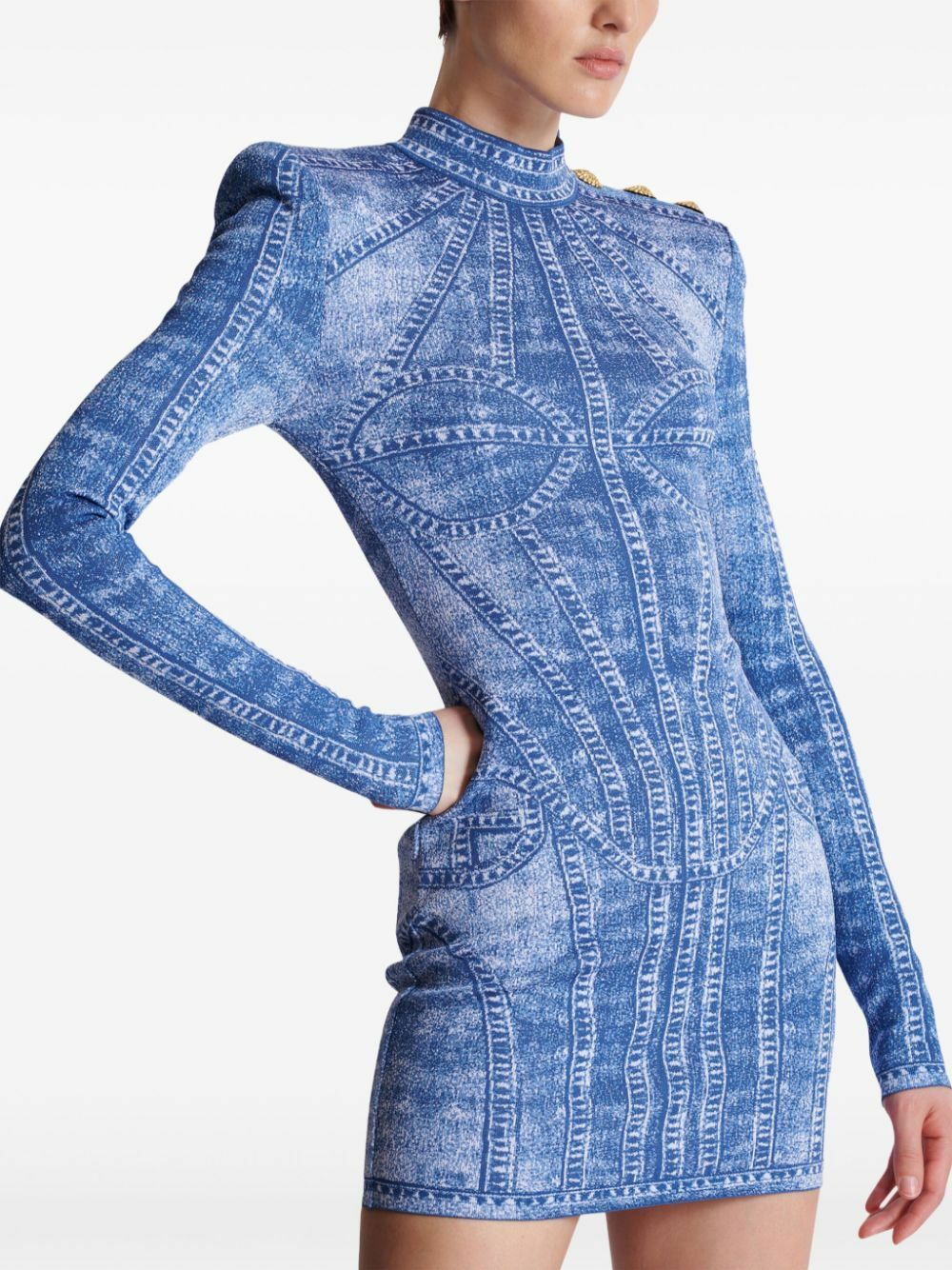Balmain Knitted Jacquard Mini Dress Balmain