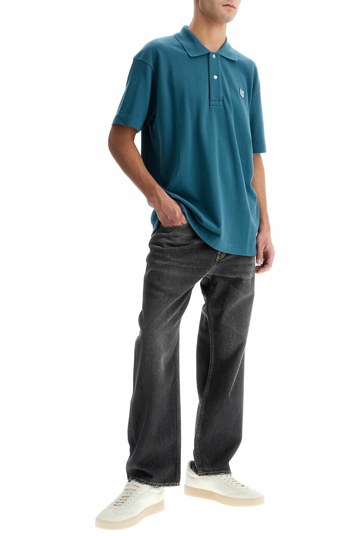 MAISON KITSUNE bold fox head comfort fit polo shirt Blue Maison Kitsune