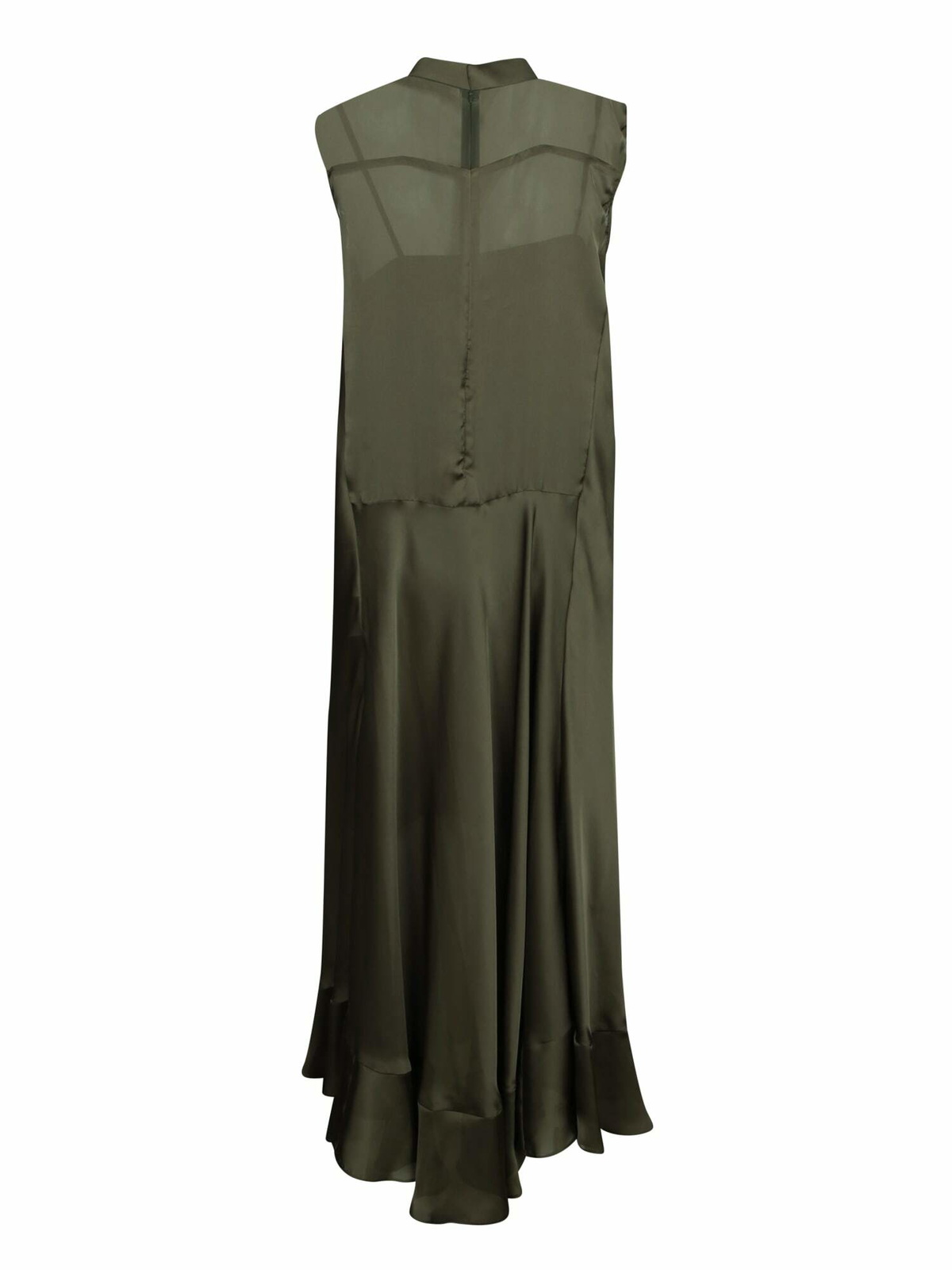Sacai Khaki Satin Long Dress Sacai