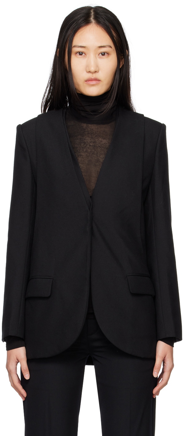 Subtle Le Nguyen Black Layered V-Neck Blazer