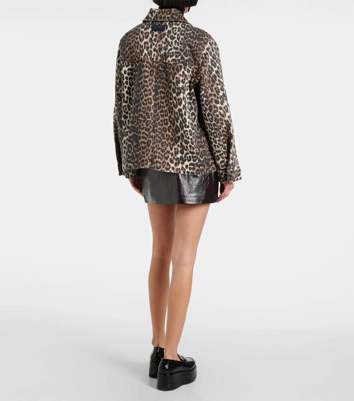 Ganni Leopard-print denim jacket GANNI