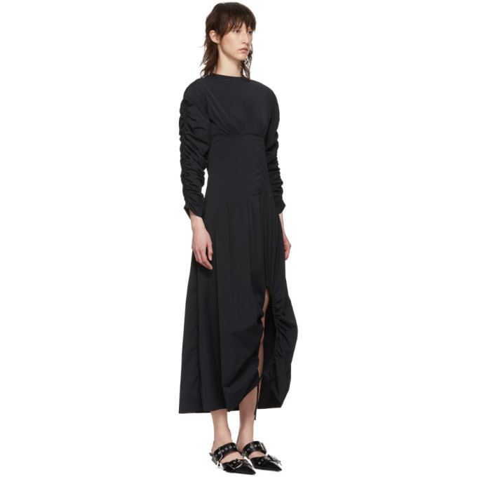 Markoo SSENSE Exclusive Black Ruched Slit Dress Markoo