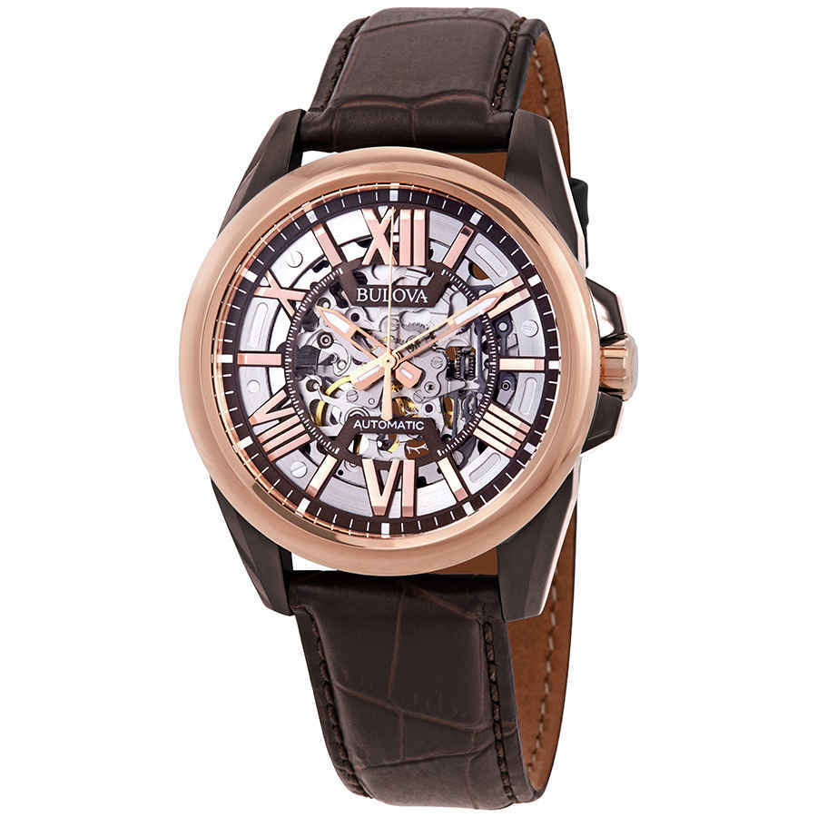 Bulova Classic Automatic Skeleton Dial Mens Watch 98A165 Bulova