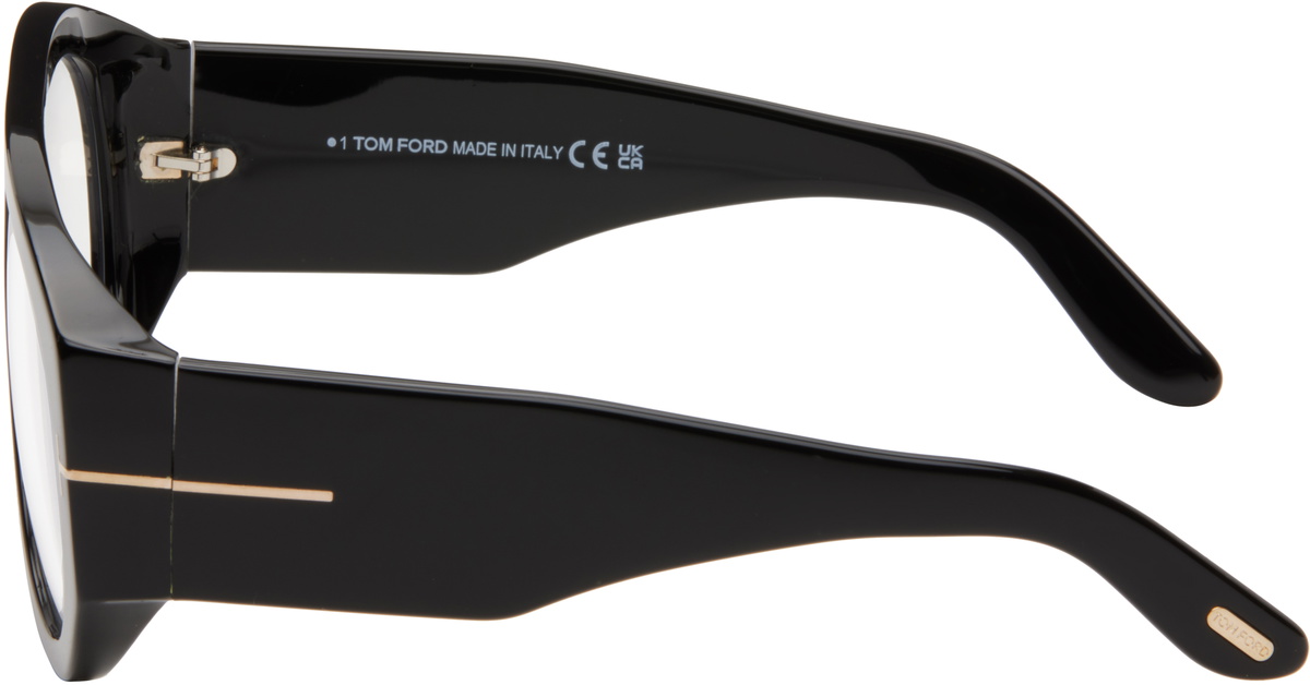 TOM FORD Black Aviator Blue Block Glasses TOM FORD