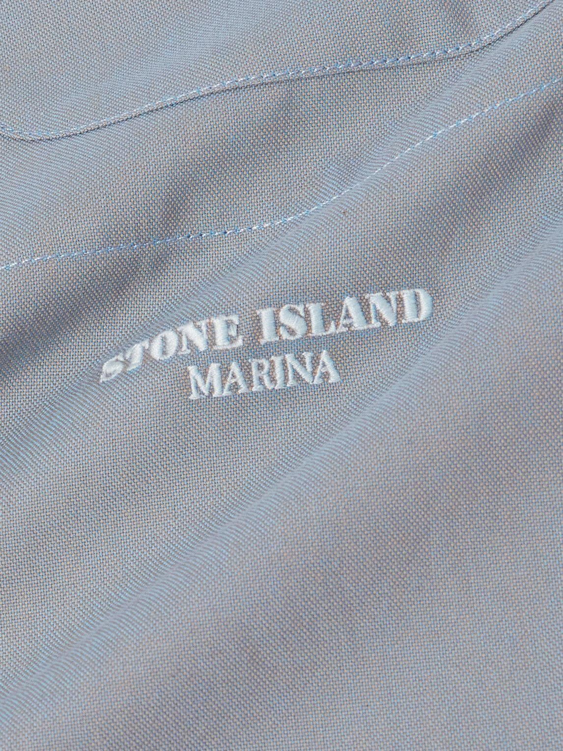 Stone Island - Marina Logo-Embroidered Garment-Dyed Cotton Oxford Shirt ...