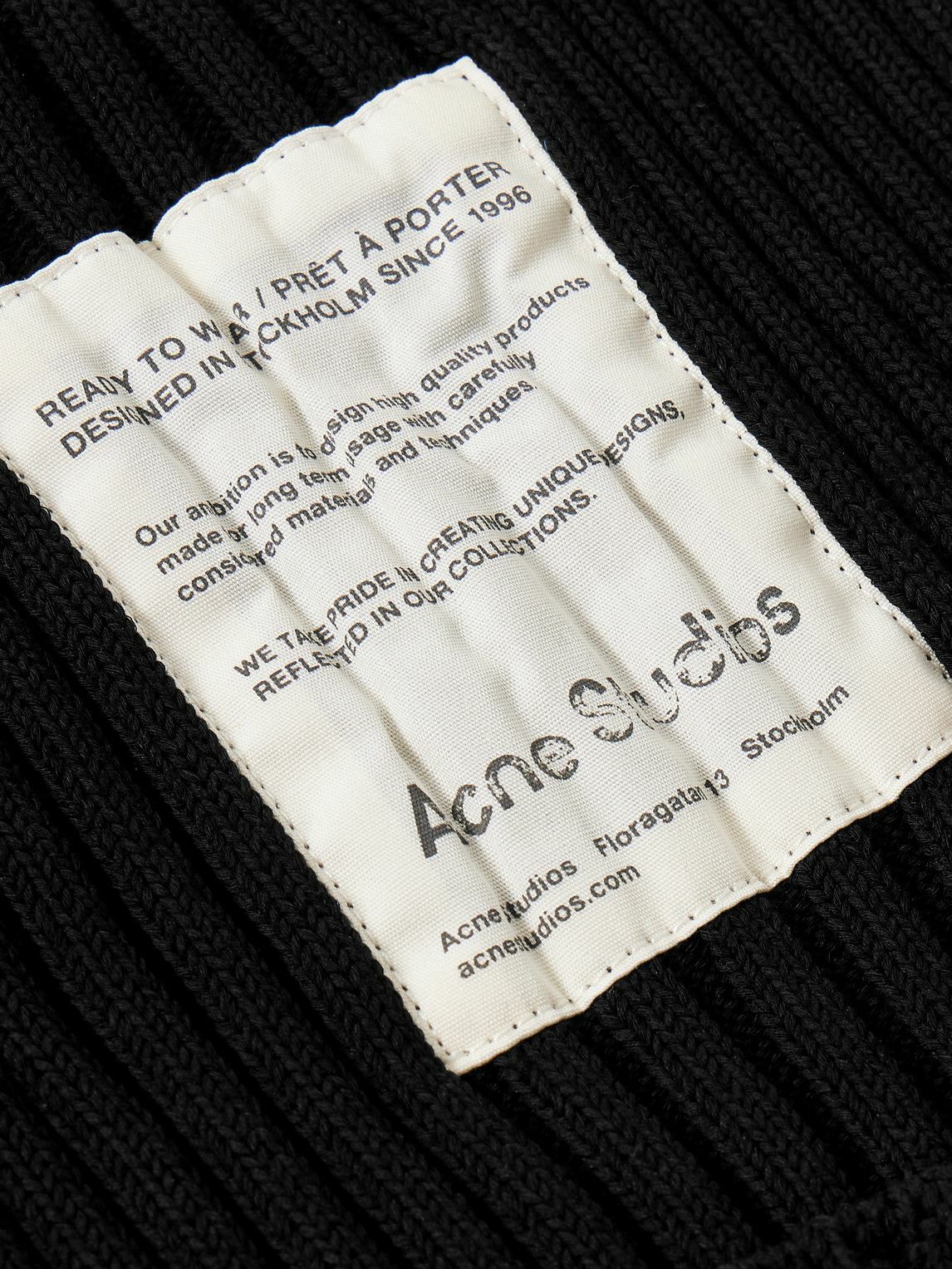 Acne Studios - Koton Logo-Appliquéd Ribbed Cotton-Blend Beanie Acne Studios