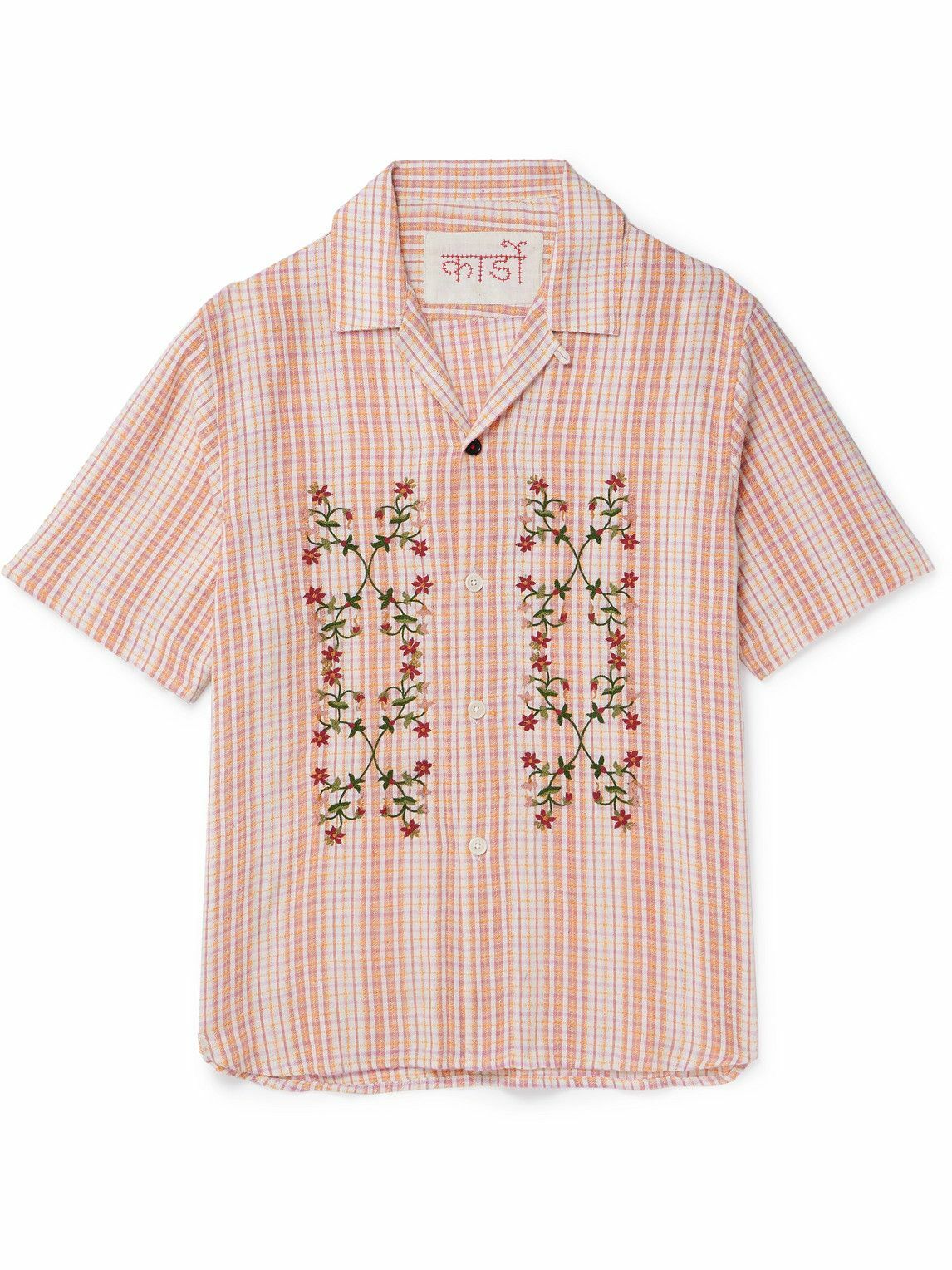 Kardo - Craft Ronen Convertible-Collar Embroidered Gingham Cotton Shirt ...