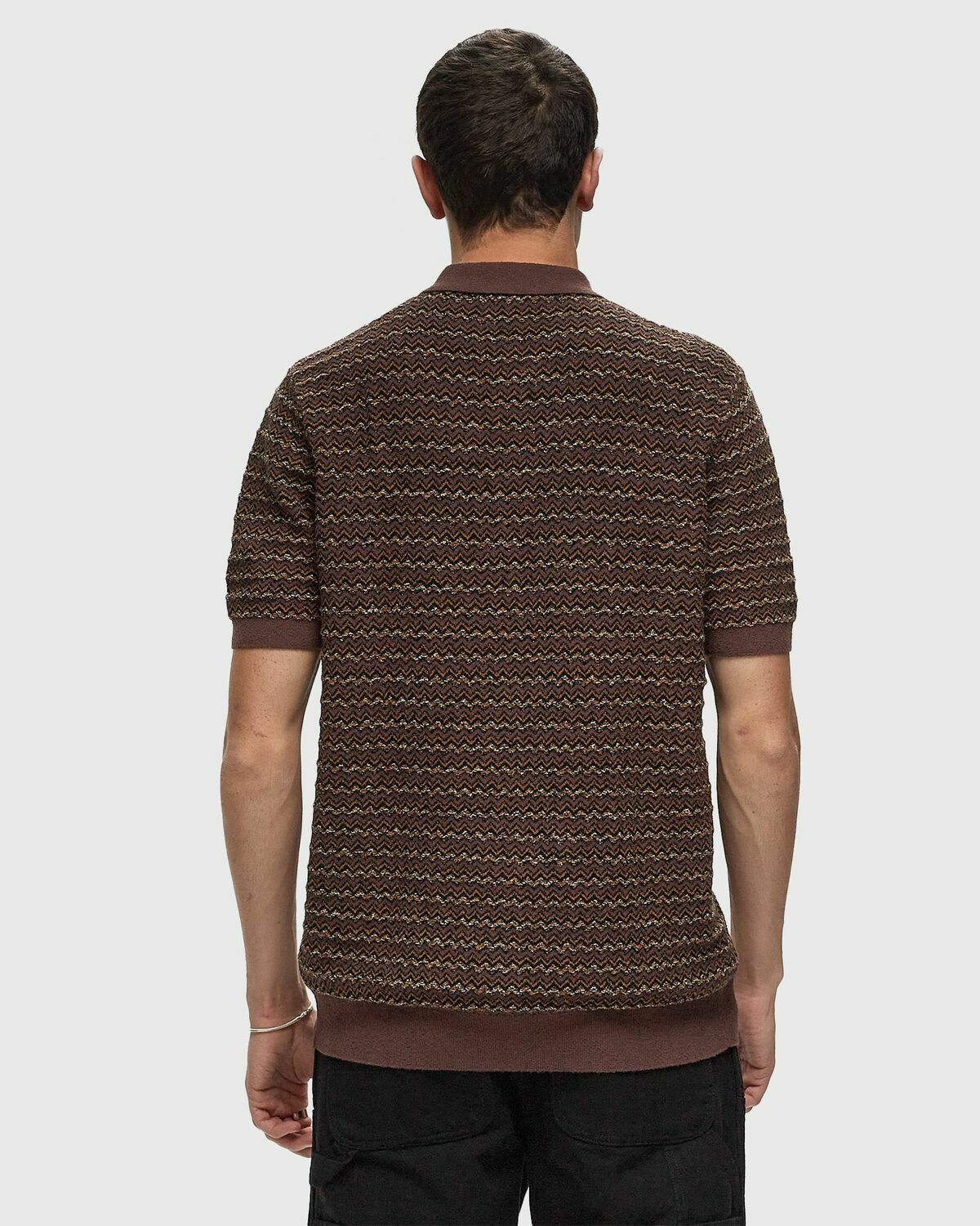 Fred Perry Boucle Jacquard Knitted Shirt Brown Polos Fred Perry