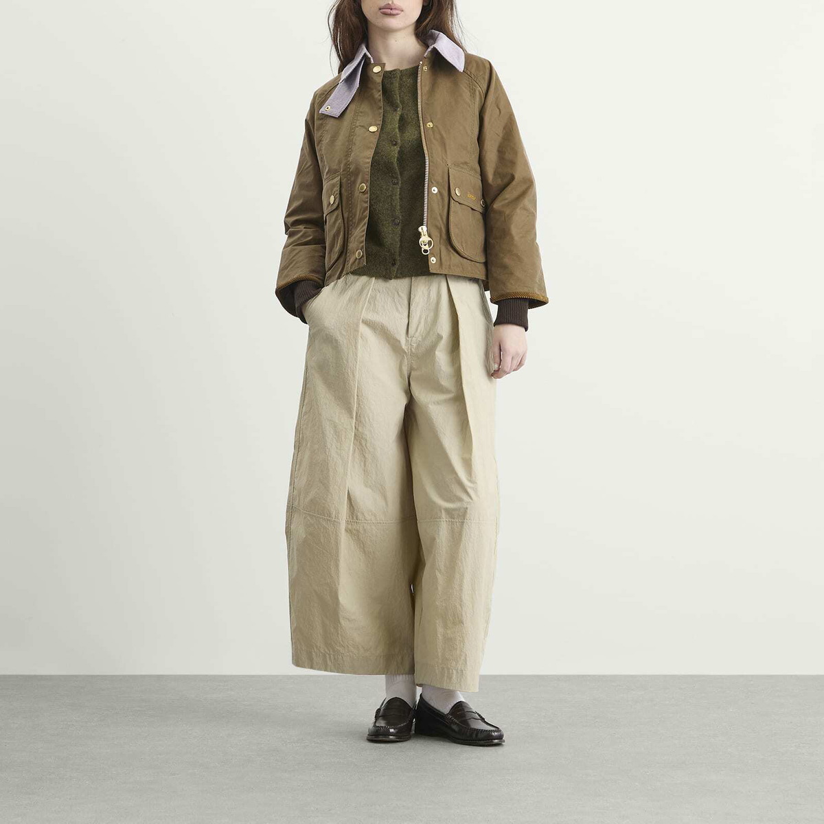 Barbour Women's Crop Beadnell Jacket in Sand/Dress Barbour