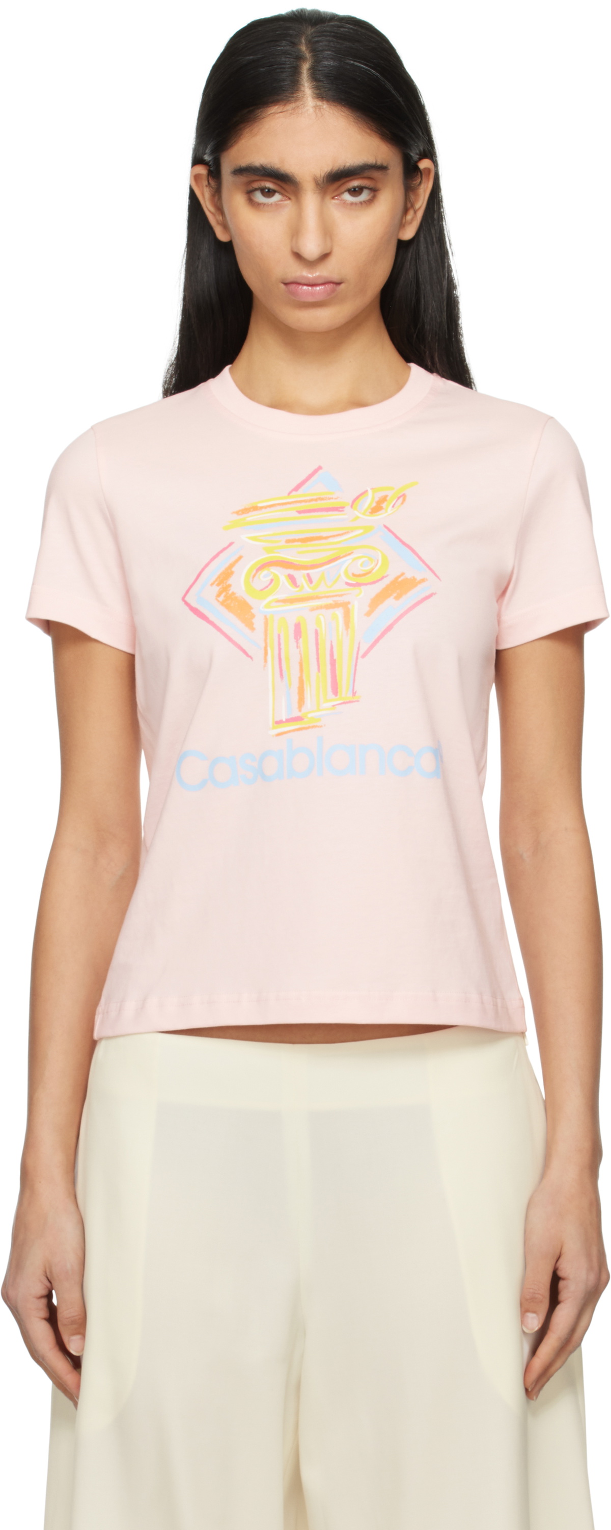 Casablanca Pink Diamond Column T-shirt Casablanca
