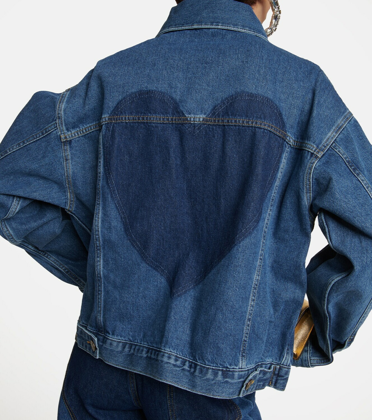 Area - Embellished cutout denim jacket AREA