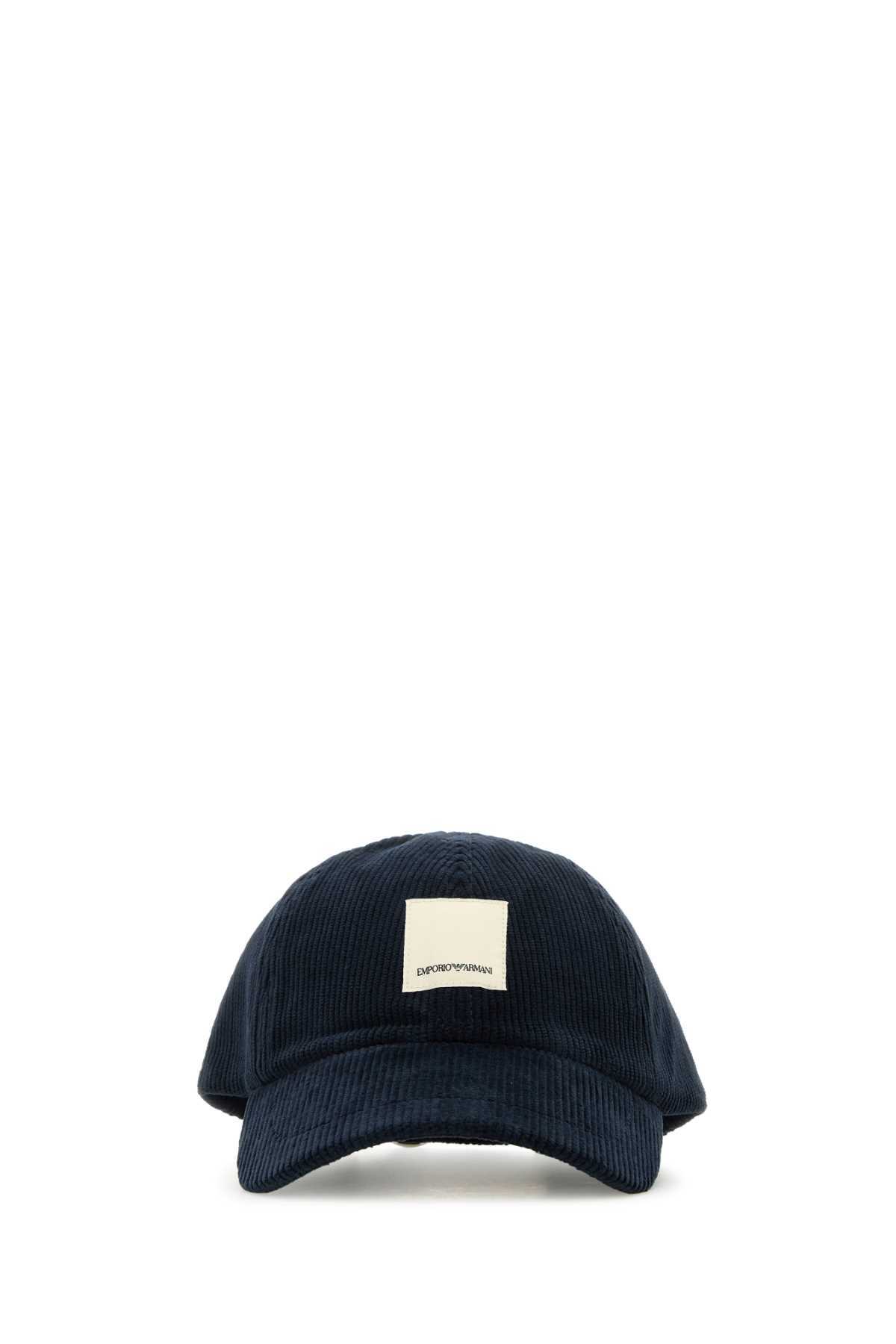Emporio Armani Midnight Blue Stretch Corduroy Baseball Cap Emporio Armani