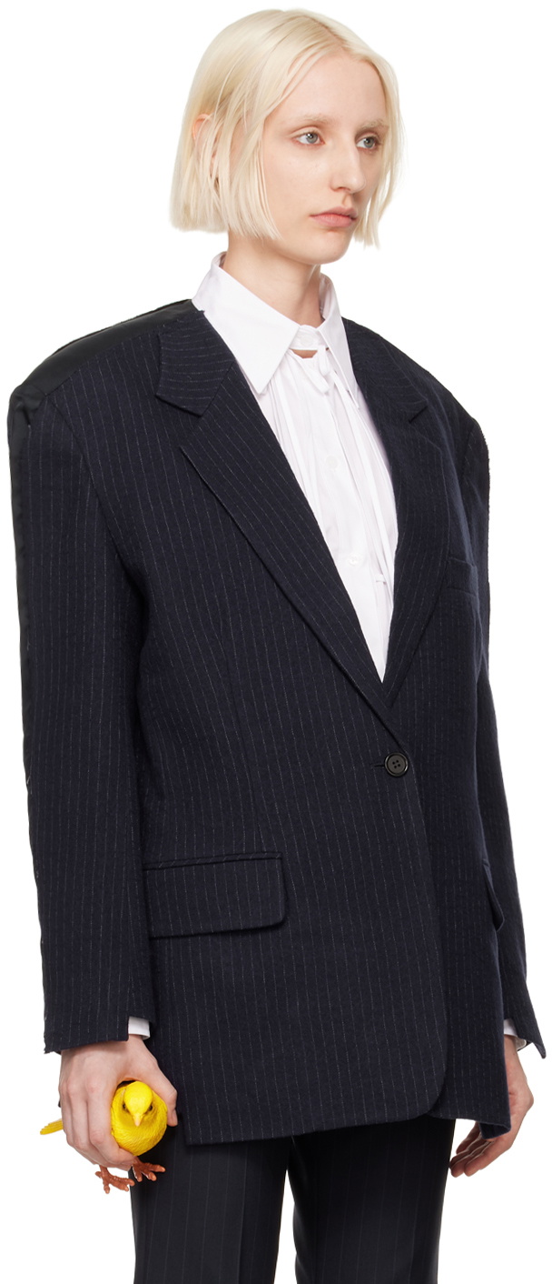 Pushbutton Navy Raw Edge Single Blazer Pushbutton
