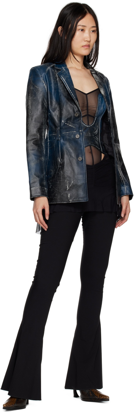KNWLS Blue Amr Leather Jacket KNWLS
