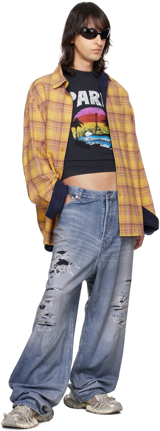 Balenciaga Yellow & Navy Reversible Shirt Balenciaga