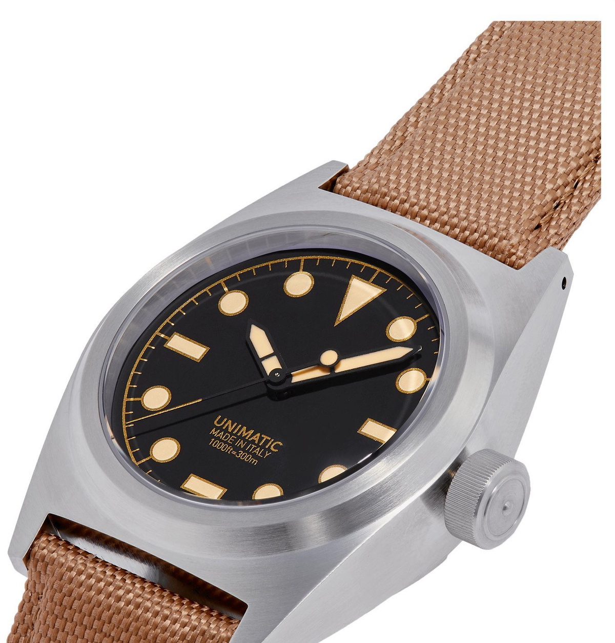 UNIMATIC - U2-C Field Brushed Stainless Steel and CORDURA Watch - Black ...