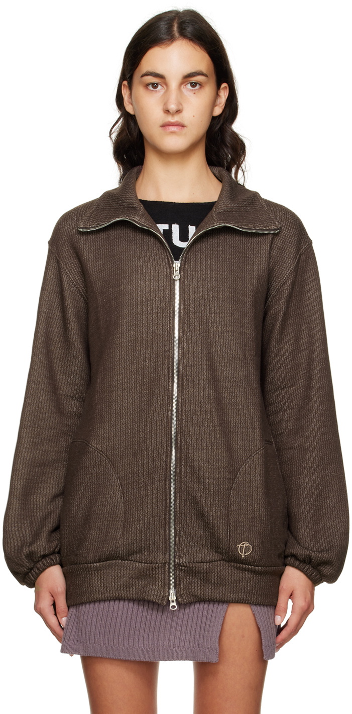TheOpen Product Brown Track Zip-Up Sweater TheOpen Product