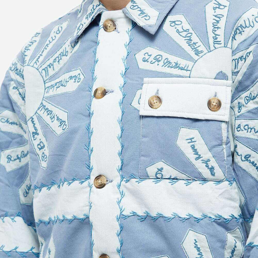 Bode Men's Signature Floral Workwear Jacket in Blue Cream Bode