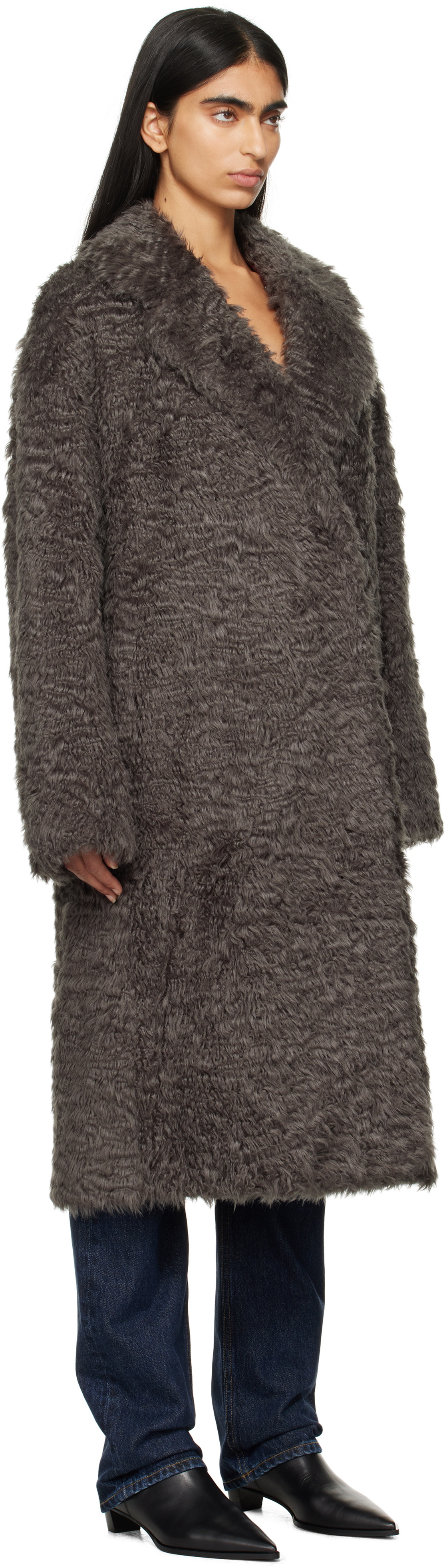 Stand Studio Gray Nicole Faux-Fur Coat Stand Studio