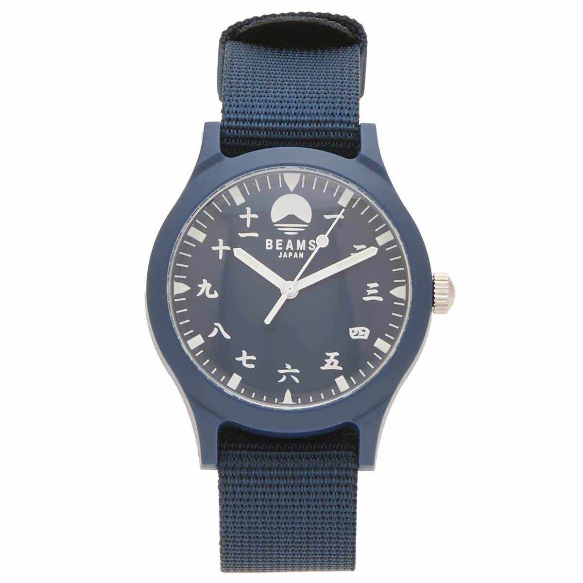 BEAMS JAPAN Kanji Number Wrist Watch in Navy BEAMS JAPAN