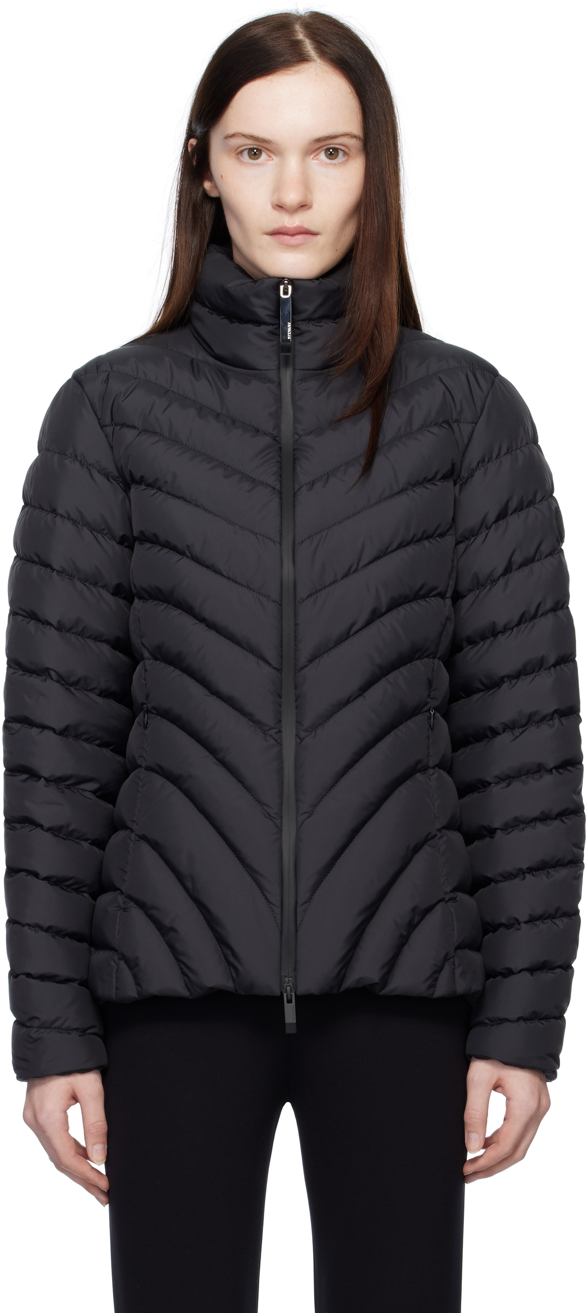 Moncler Black Grange Diagonal-Quilted Short Down Jacket Moncler