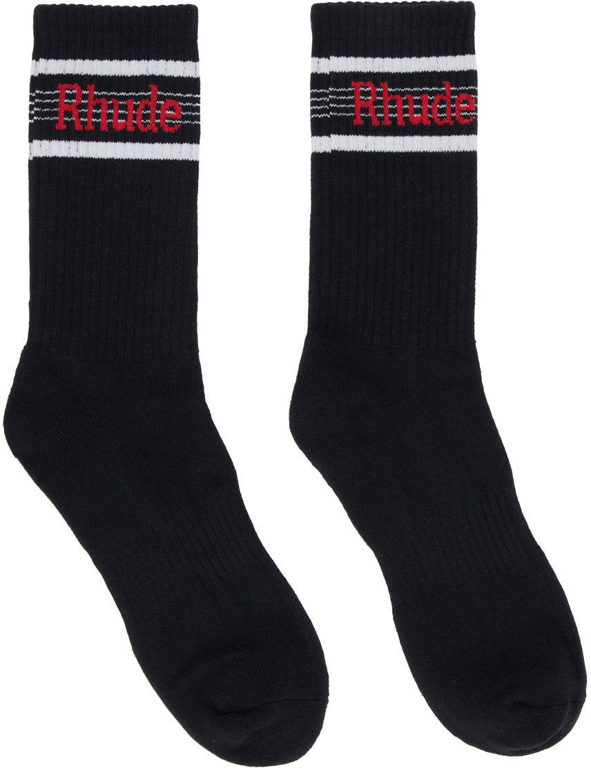 Rhude White Speed Stripe Socks Rhude