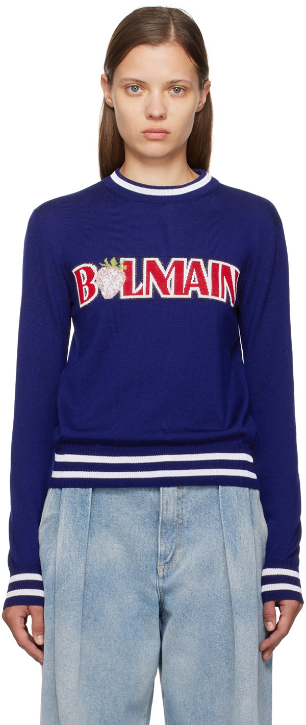 Balmain Blue Strawberry Sweater Balmain