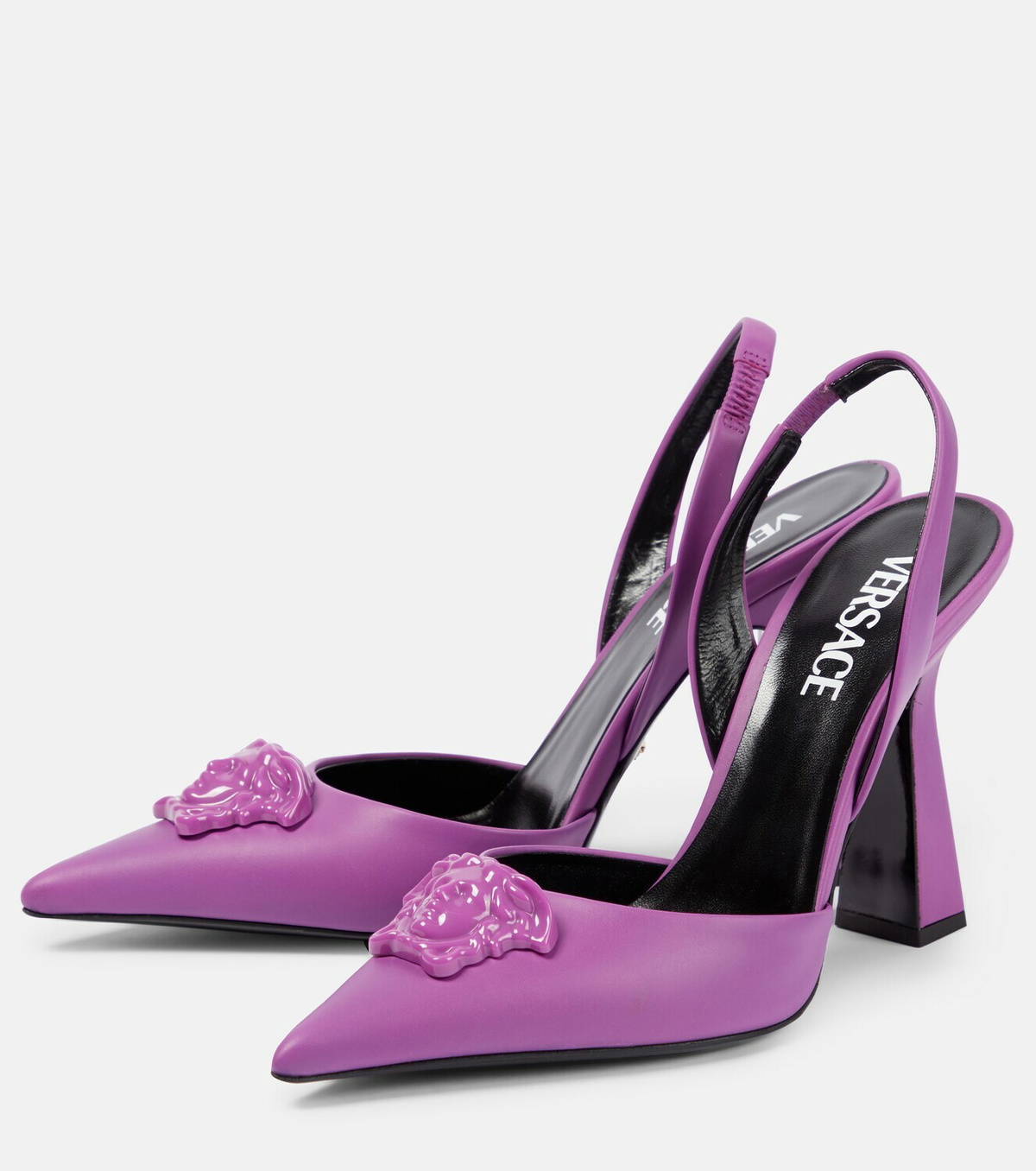 Versace La Medusa leather slingback pumps Versace