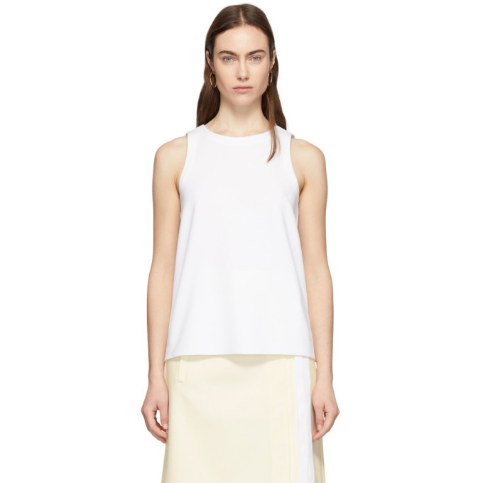 Tibi White Crepe Tank Top Tibi
