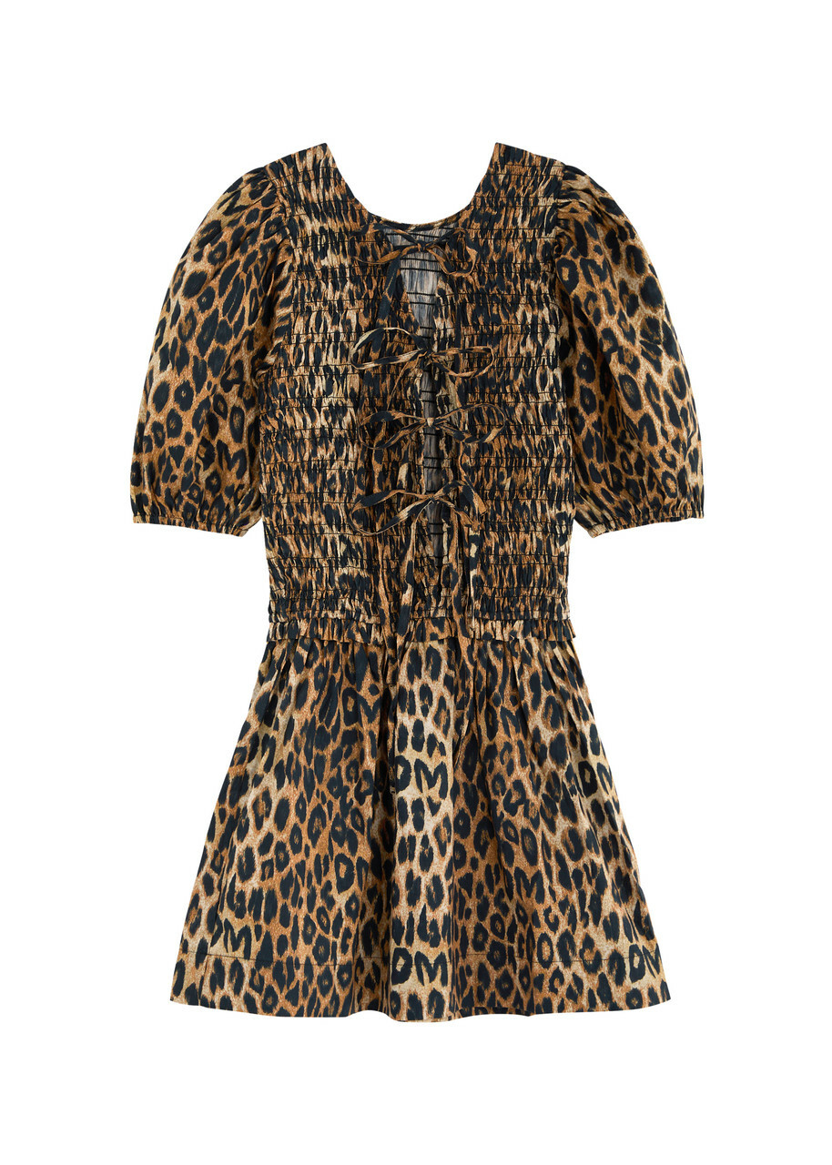 Damson Madder Bluebelle Reversible Leopard-print Cotton Mini Dress Damson Madder