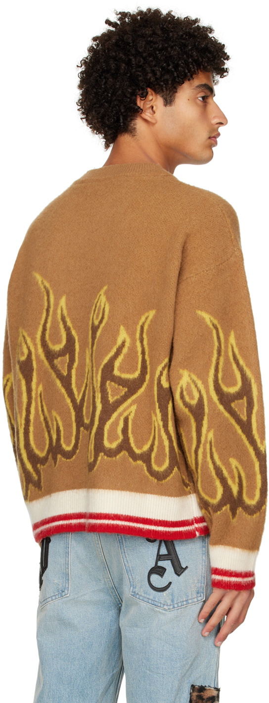 Palm Angels Brown Burning Sweater Palm Angels