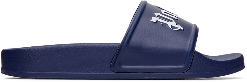 Palm Angels Kids Navy Pool Slides Palm Angels